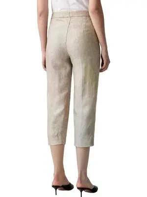 VICOLO Pressed Crease Cropped Trousers - Neutrals