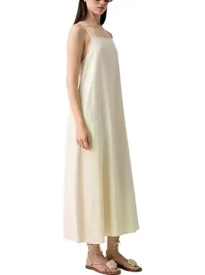 VICOLO Spaghetti-strap Scoop-back Maxi Dress - Neutrals