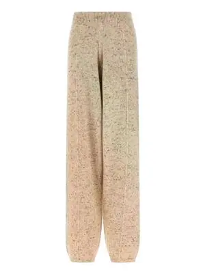 Fabiana Filippi Mélange-knit Ribbed-cuff Trousers - Neutrals