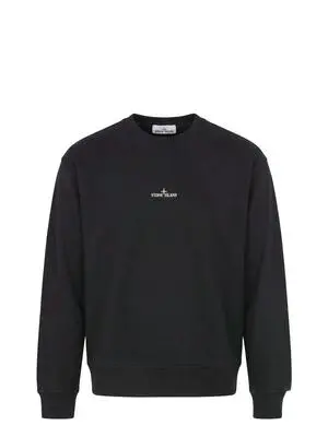 Stone Island Logo-print Cotton Sweatshirt - Black