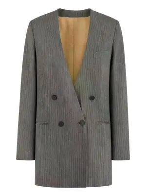 Alberta Ferretti Pinstripe Double-breasted Blazer - Grey