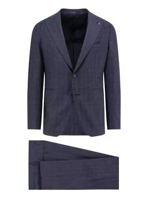 Tagliatore Checked Single-breasted Suit - Blue