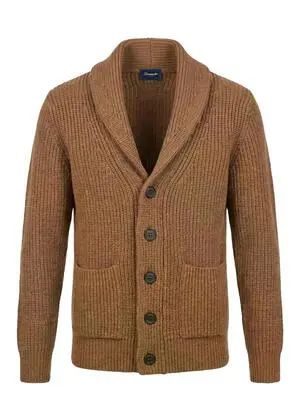 DRUMOHR Shawl-collar Ribbed Cardigan - Brown