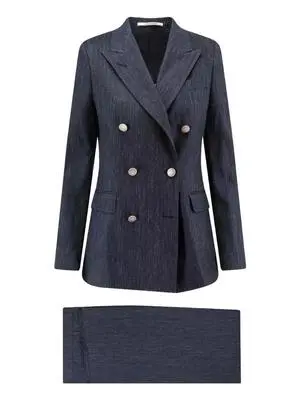 Tagliatore Parigi Wide-leg Double-breasted Suit - Blue