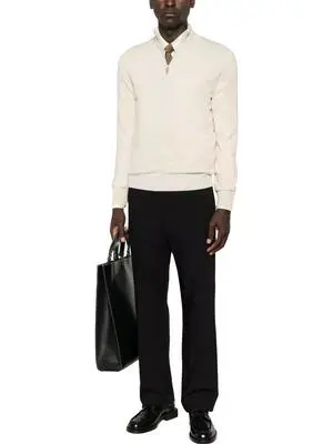 Brunello Cucinelli Quarter-zip Knitted Sweater - Neutrals