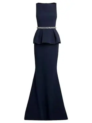 Safiyaa Carter Crystal-embellished Peplum Gown - Blue