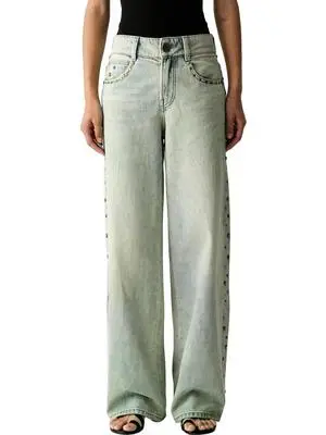 Miss Sixty Stud-embellished Wide-leg Jeans - Blue