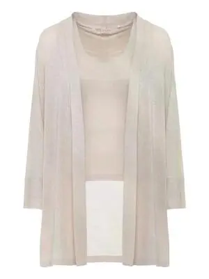 EMME Lurex-detail Cardigan Set - Neutrals