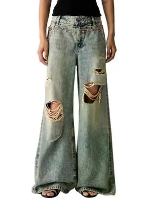 Miss Sixty Distressed Flared Jeans - Blue