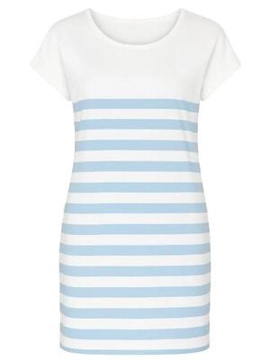 CONQUISTA Short-sleeve Striped Dress - Blue