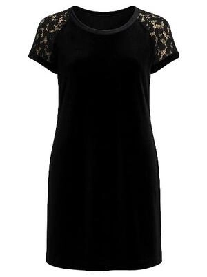 CONQUISTA Velvet And Lace Dress - Black