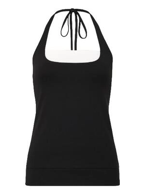 CONQUISTA Halter Neck Faux Layer Top - Black