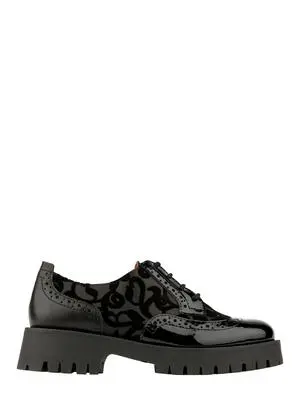 EMBASSY LONDON USA Artisan Floral Platform Oxford Shoes - Black