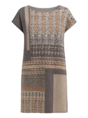 CONQUISTA Patterned Midi Sweater Dress - Grey