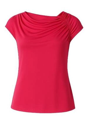 CONQUISTA Draped Shoulder Top In Viscose-elastane - Red
