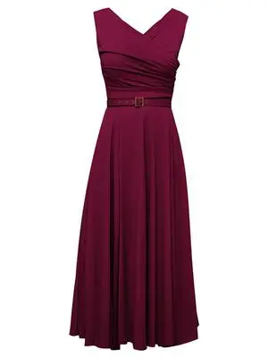 ALINA CERNATESCU Asmira Midi Drape Dress - Red