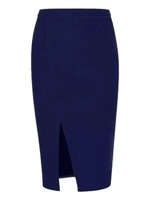 CONQUISTA Faux Mouflon Pencil Skirt - Blue