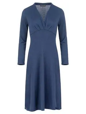 CONQUISTA Long Sleeve Empire Line Jersey Dress - Blue