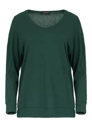 CONQUISTA Dark Green V-neck Knit Top - Brown