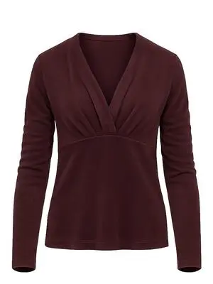 CONQUISTA Burgundy Jersey V-neck Top - Red