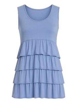 CONQUISTA Sleeveless Tiered Frill Top - Purple