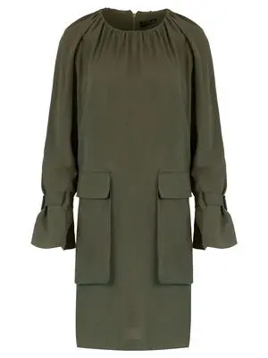 CONQUISTA Khaki Tencel Dress With Pocket Detail - Yellow