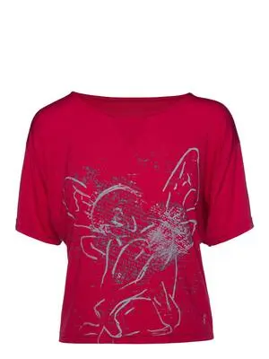 CONQUISTA Abstract Print Micromodal Tee - Red