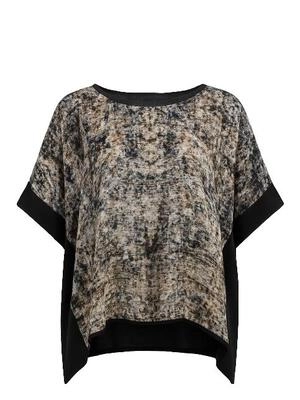 CONQUISTA Oversized Sequined Print Top - Black