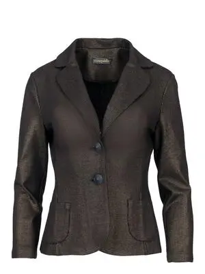 CONQUISTA Fitted Print Punto Di Roma Jacket With Patch Pockets - Black