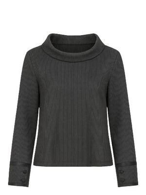 CONQUISTA Pleather Detail Long Sleeve Top - Grey