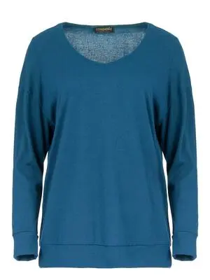 CONQUISTA Petrol V Neck Knit Top - Blue