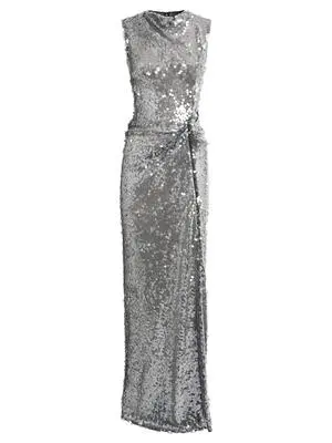 Lapointe Sequin Tuck-detail Gown - Black