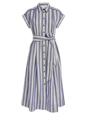 ME+EM Stripe Midi Shirt Dress - Blue