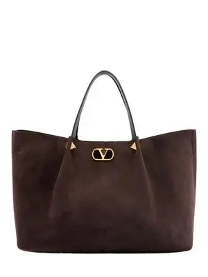 Valentino Garavani Vlogo Signature Suede Tote Bag - Brown