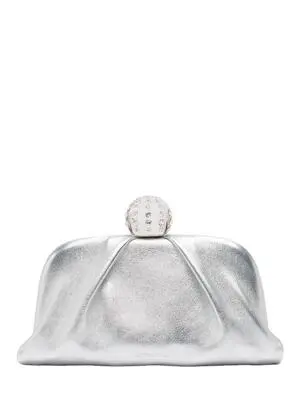 AQUAZZURA Tequila Embellished Canvas Clutch - Silver