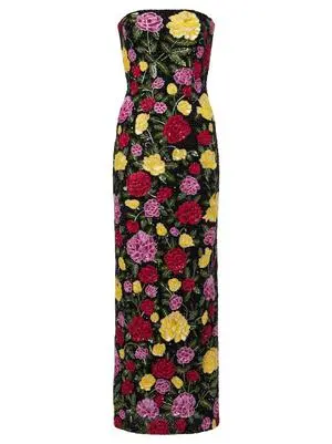 LA FUORI Sequined Floral Bustier Gown - Multicoloured
