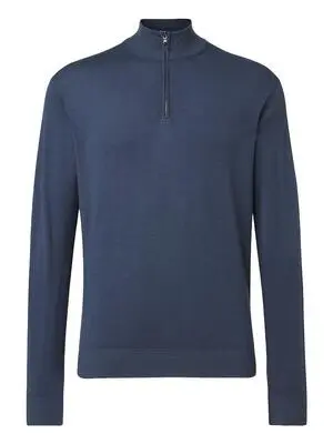 Sunspel Wool Half-zip Sweater - Blue