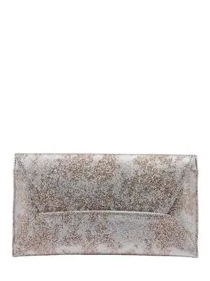 AQUAZZURA Envelope Sequined Metallic Leather Clutch - Silver