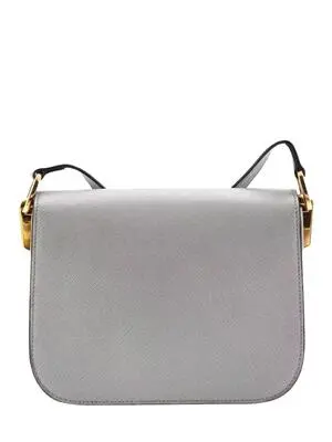 Prada Embleme Flap Bag Saffiano Leather Small Shoulder Bag - Grey