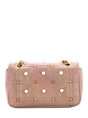 Gucci Pearly Gg Marmont Matelassé Leather Mini Shoulder Bag - Neutrals