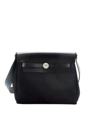 Hermès Herbag Zip Toile And Leather 20 Shoulder Bag - Black