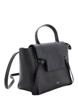 Celine Belt Bag Textured Leather Nano Shoulder Bag - Black