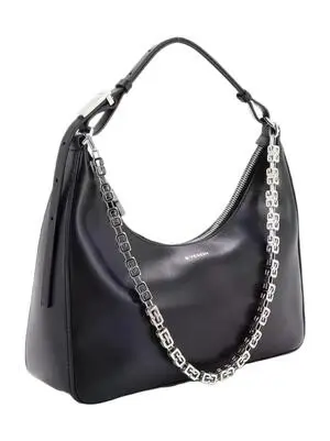 Givenchy Moon Cut Out Bag Leather Small Hobo Bag - Black