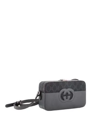Gucci Padlock Interlocking G Gg Coated Canvas And Leather Mini Crossbody Bag - Black