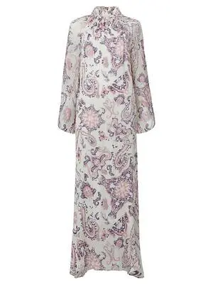 LEEM Shirred Neck Printed Woven Maxi Dress - Multi-coloured