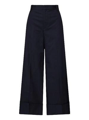 FRAME Palazzo Wide-leg Cotton Trousers - Navy