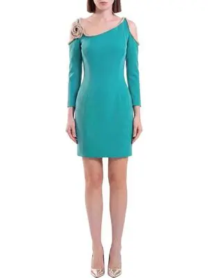 SAIID KOBEISY Crystal-embellished Cold-shoulder Mini Dress - Blue