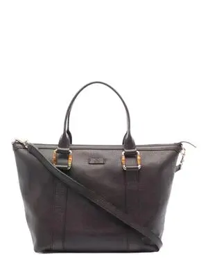 Gucci 2000s Bamboo Calf Leather Tote Bag - Brown
