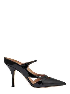 MALONE SOULIERS Patent Leather Patty Heeled Mules 90 - Black
