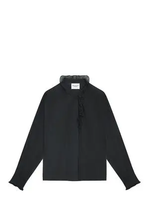 ETOILE Pamias Asymmetrical Frill Cotton Voile Top - Black